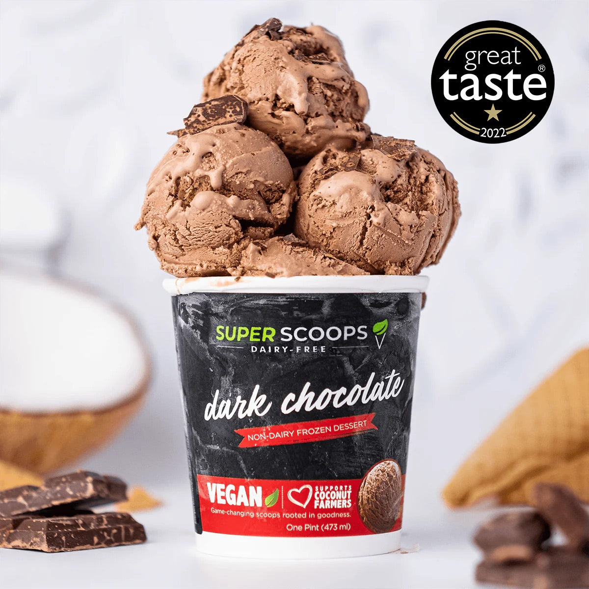 Super Scoops Dark Chocolate Vegan Ice Cream – Good Mood Grocer